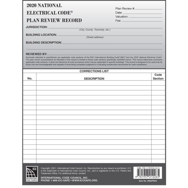 2020 National Electrical Code Plan Review Records