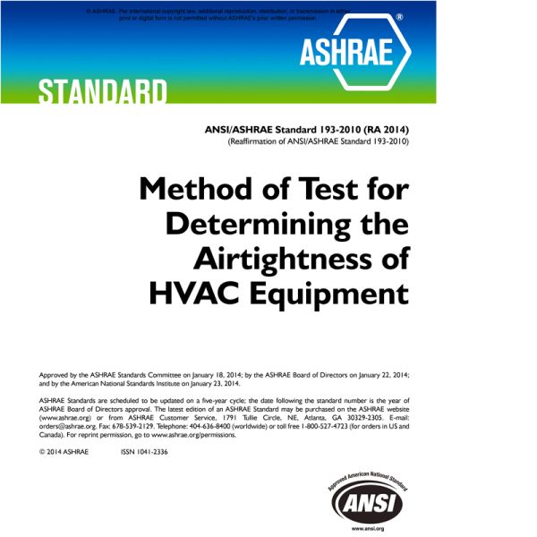 ANSI/ASHRAE Standard 193-2010 (RA 2014) Method of Test for Determining ...