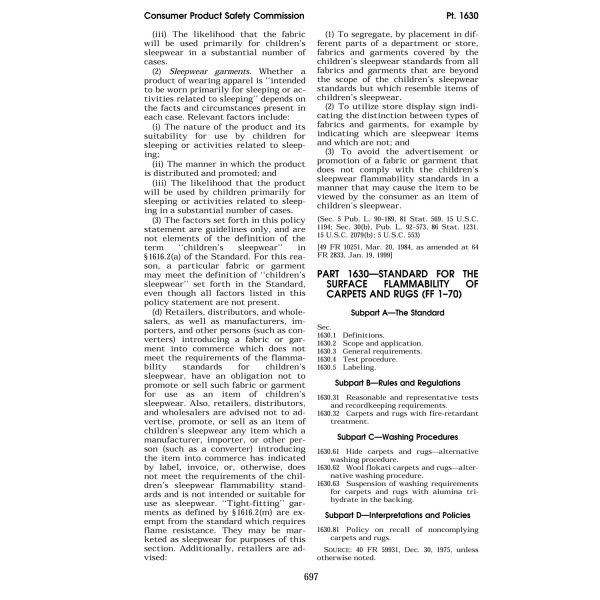 16 CFR Part 1630 (2000) - Standard for the Surface Flammability of ...