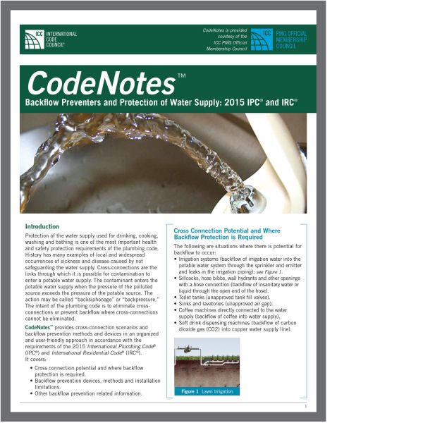CodeNotes: Backflow Preventers and Protection of Water Supply: 2015 IPC ...