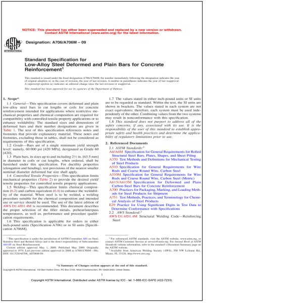 ASTM A 706/A 706M—09 Specification for Low-alloy Steel Deformed and ...