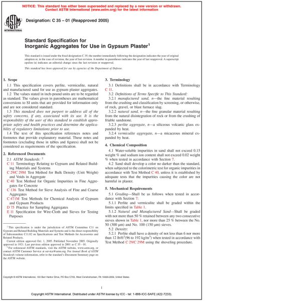 ASTM C 35—01 (2005) Specification for Inorganic Aggregates for Use in ...