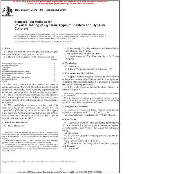 ASTM C 473—07 Test Method for Physical Testing of Gypsum Panel Products ...