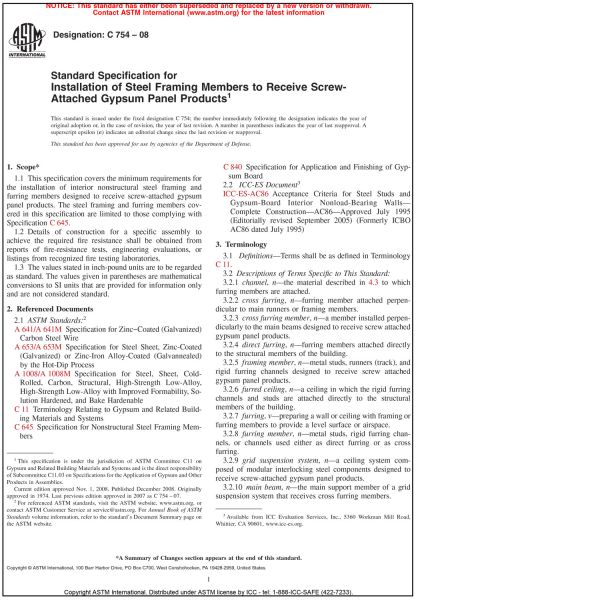 ASTM C 754—08 Specification for Installation of Steel Framing Members ...