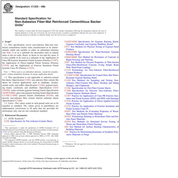 ASTM C 1325—08b Standard Specification for Nonasbestos Fiber-mat ...