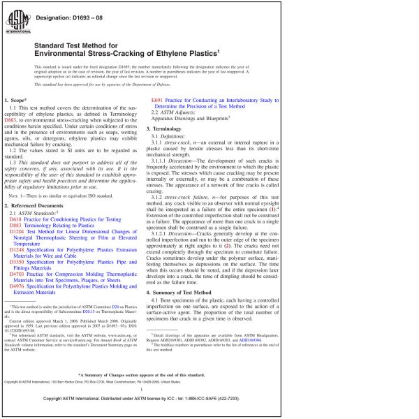 ASTM D 1693—08 Test Method for Environmental Stress-cracking of ...