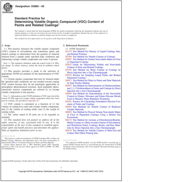 ASTM D3960—05 Standard Practice of Determining Volatile Organic ...