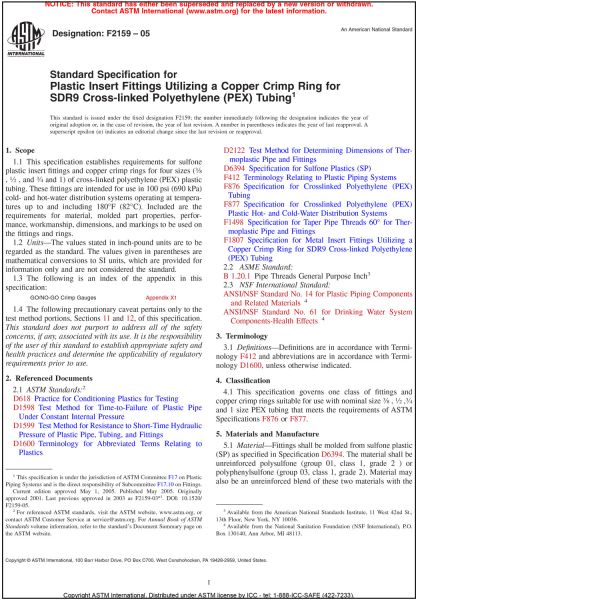 ASTM F 2159—05 Standard Specification for Plastic Insert Fittings ...