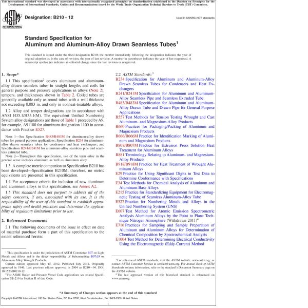 ASTM B210—12 Standard Specification for Aluminum and Aluminum-alloy ...