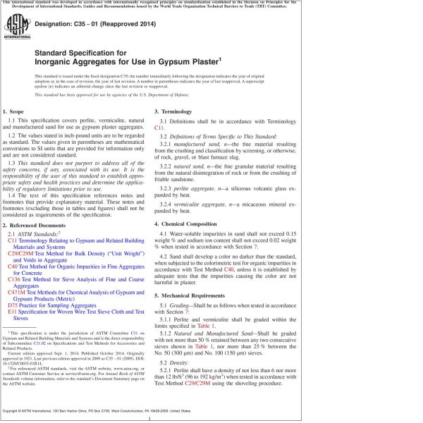 ASTM C35/C35M—01 (2014) Standard Specification for Inorganic Aggregates ...