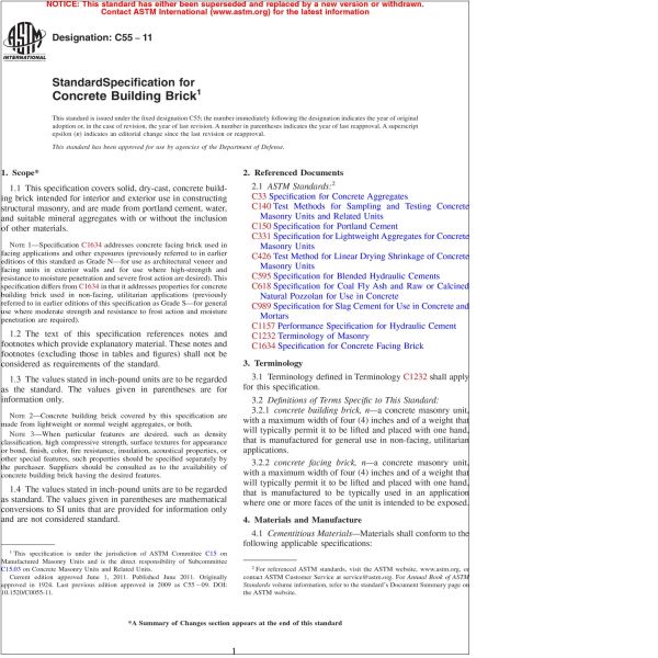 ASTM C55—11 Standard Specification for Concrete Building Brick (PDF ...