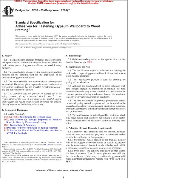 ASTM C557—03(2009)e1 Standard Specification for Adhesives for Fastening ...