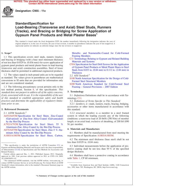 ASTM C955—11C Standard Specification for Load-bearing Transverse and ...