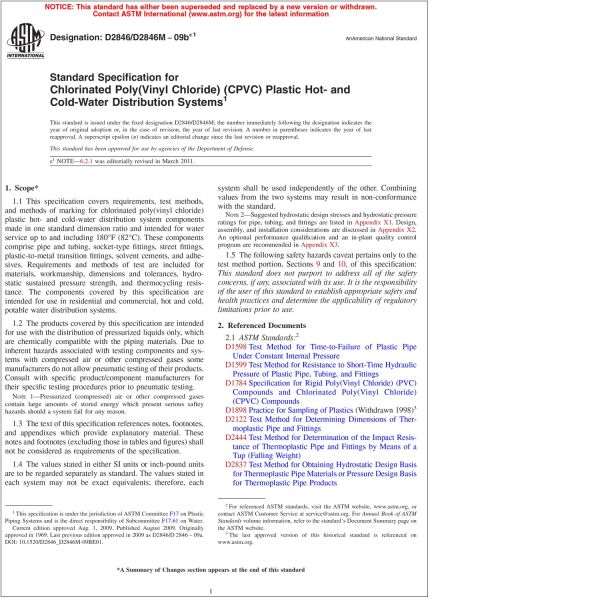ASTM D2846/D2846M—09BE1 Standard Specification for Chlorinated Poly ...