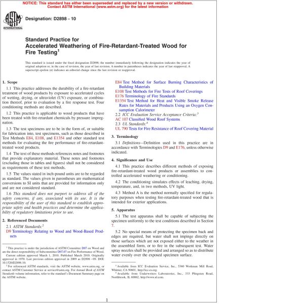 ASTM D2898—10 Test Methods for Accelerated Weathering of Fire-retardant ...