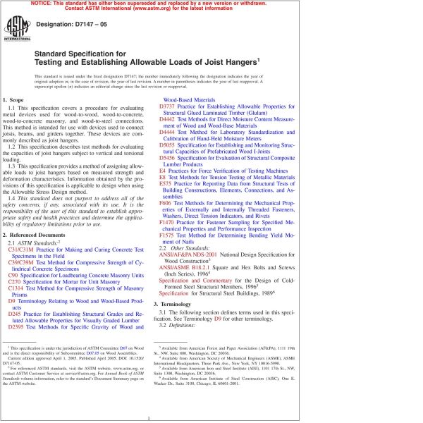 ASTM D7147—05 Standard Specification for Testing and Establishing ...