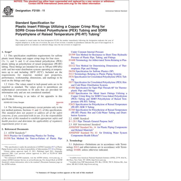 ASTM F2159—11 Standard Specification for Plastic Insert Fittings ...