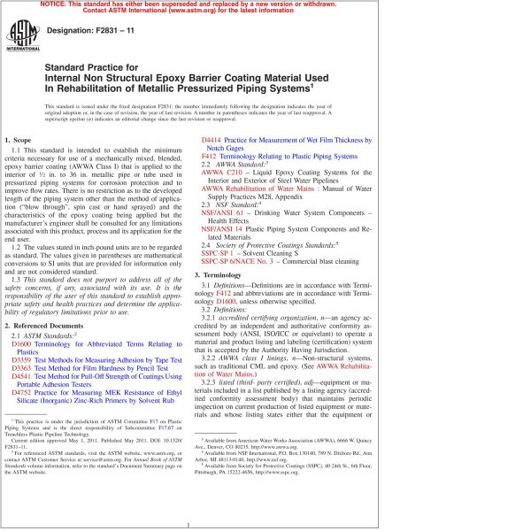 ASTM F2831—11 Standard Practice for Internal Non Structural Epoxy ...