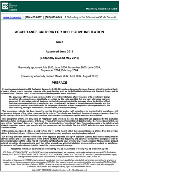 AC02 Reflective Insulation—Approved June 2011, editorially revised May ...