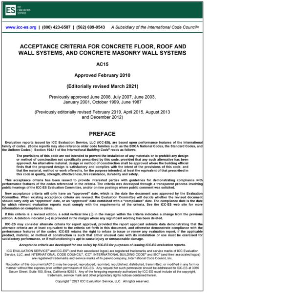 AC15 Concrete Floor, Roof and Wall Systems, and Concrete Masonry Wall ...