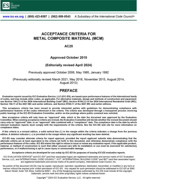 AC25 Metal Composite Material (MCM) - Approved October 2010, editorially revised April 2024 (PDF ...