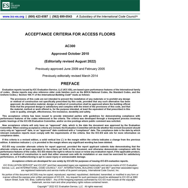 AC300 Access Floors—Approved October 2010, editorially revised August ...