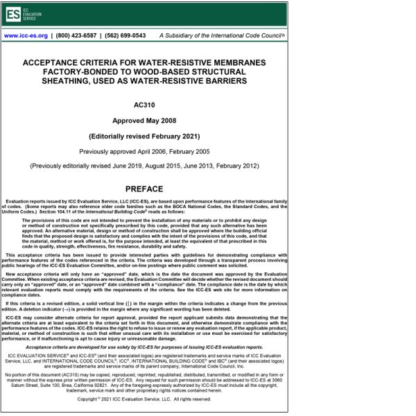 AC310 Water-Resistive Membranes Factory-Bonded to Wood-Based Structural ...