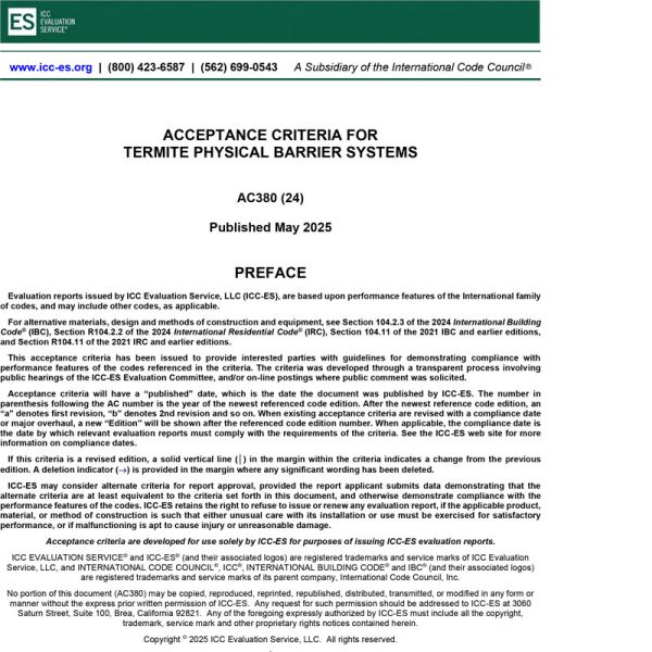 AC380 Termite Physical Barrier Systems— Published May 2025 (PDF Download)