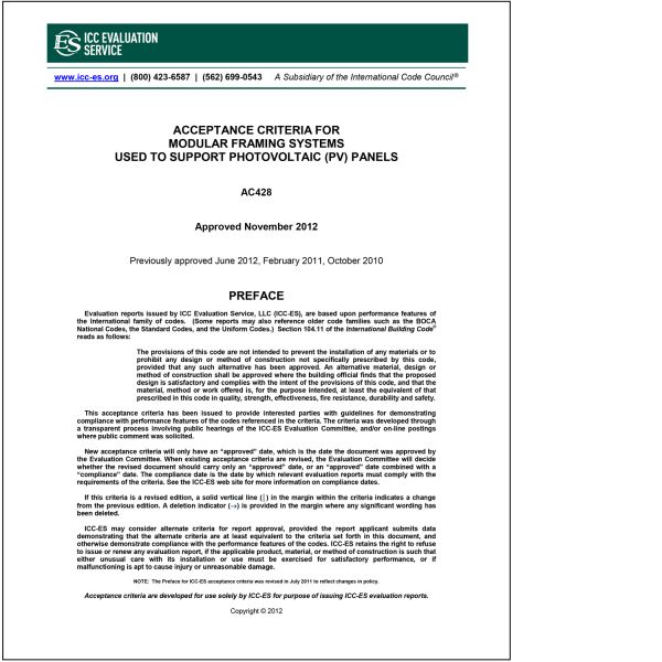 AC428 Modular Framing Systems Used to Support Photovoltaic (PV) Modules ...