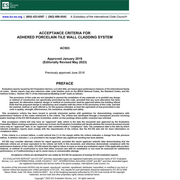 AC503 Adhered Porcelain Tile Wall Cladding System - Approved January ...